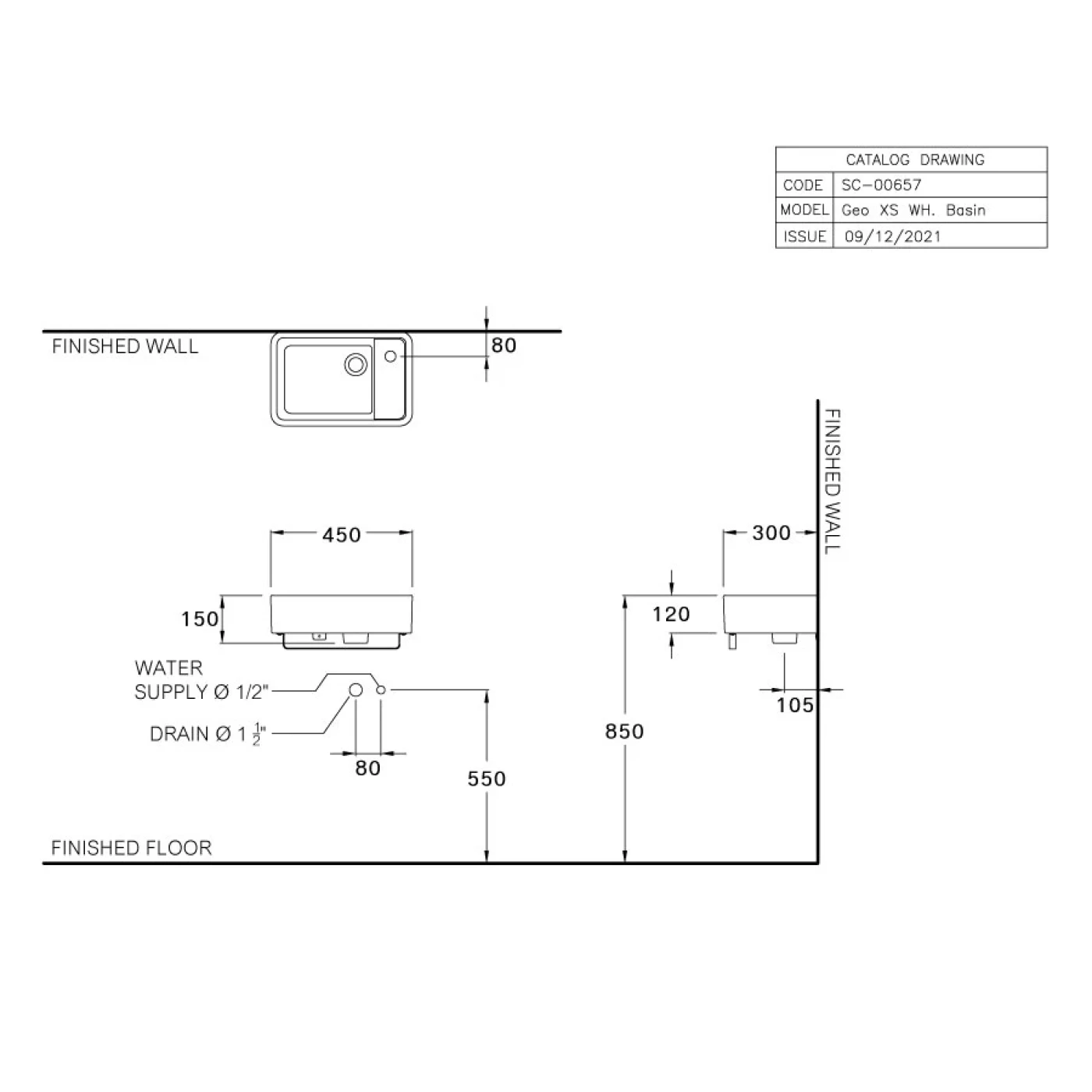 Chậu rửa treo tường Cotto SC00657 chính hãng, giá tốt